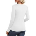 gbyLJF Long Sleeve Shirts for Women Solid Color V Neck Button Basics ...