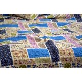 DaDa Bedding Cottage Blue Ivory Yellow Floral Scalloped Cotton ...