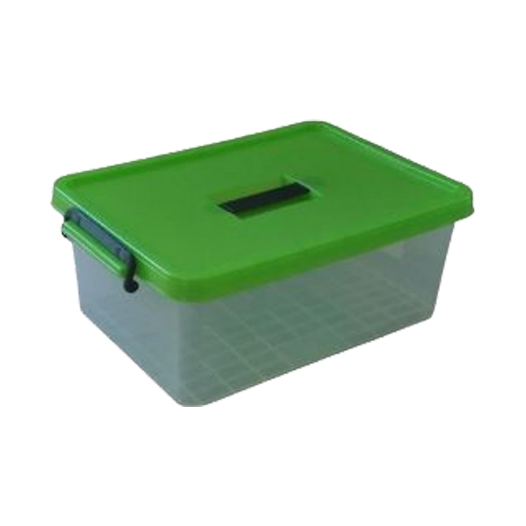 Caja de Plastico 18 litros Tapa Verde Peyo Transparente Multiusos ...