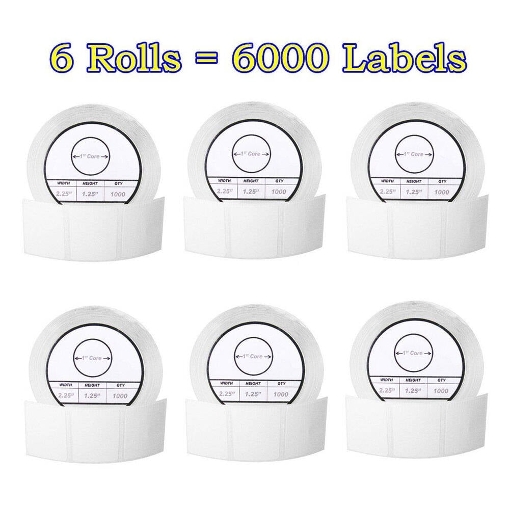 6 Rolls 2.25" x 1.25" Direct Thermal Shipping Barcode Labels 57x32mm ...