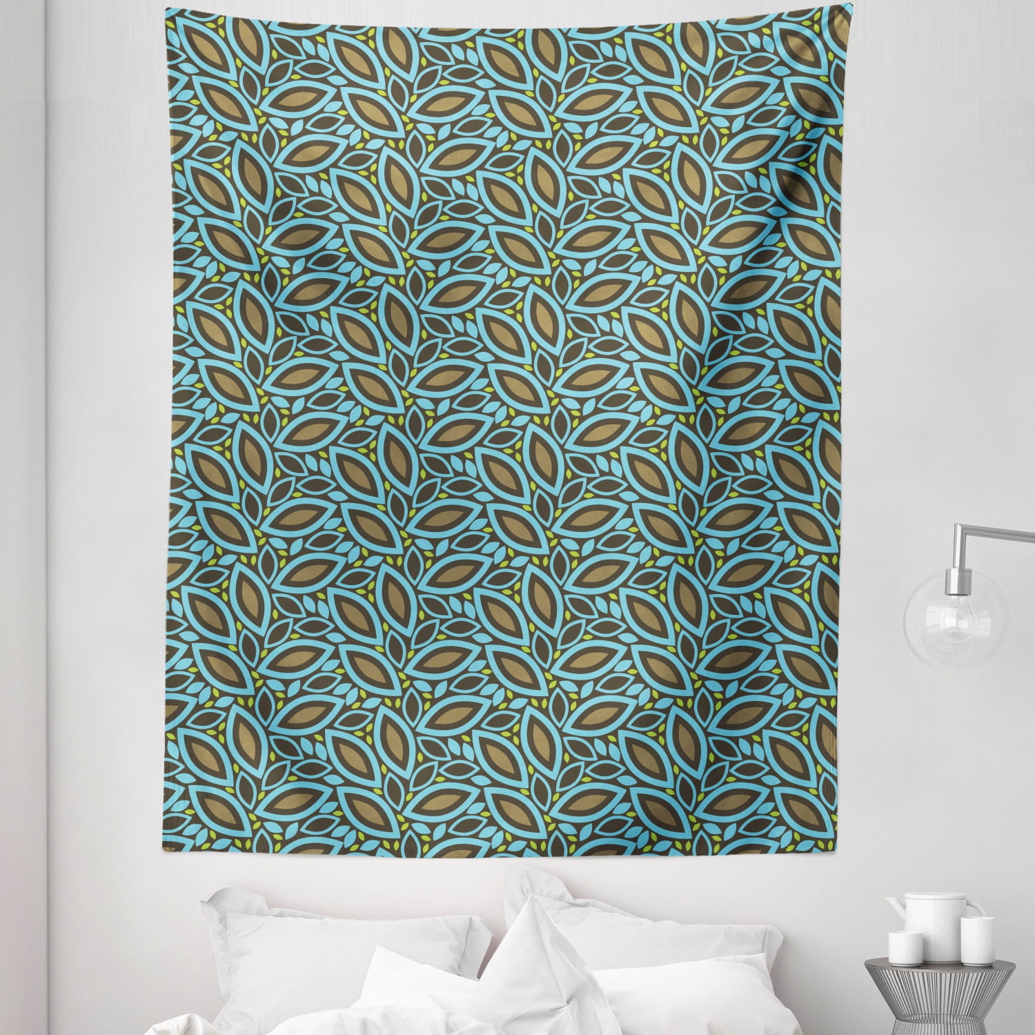 Leaves Tapestry, Foliage Pattern with Retro Inspirations Plant ...