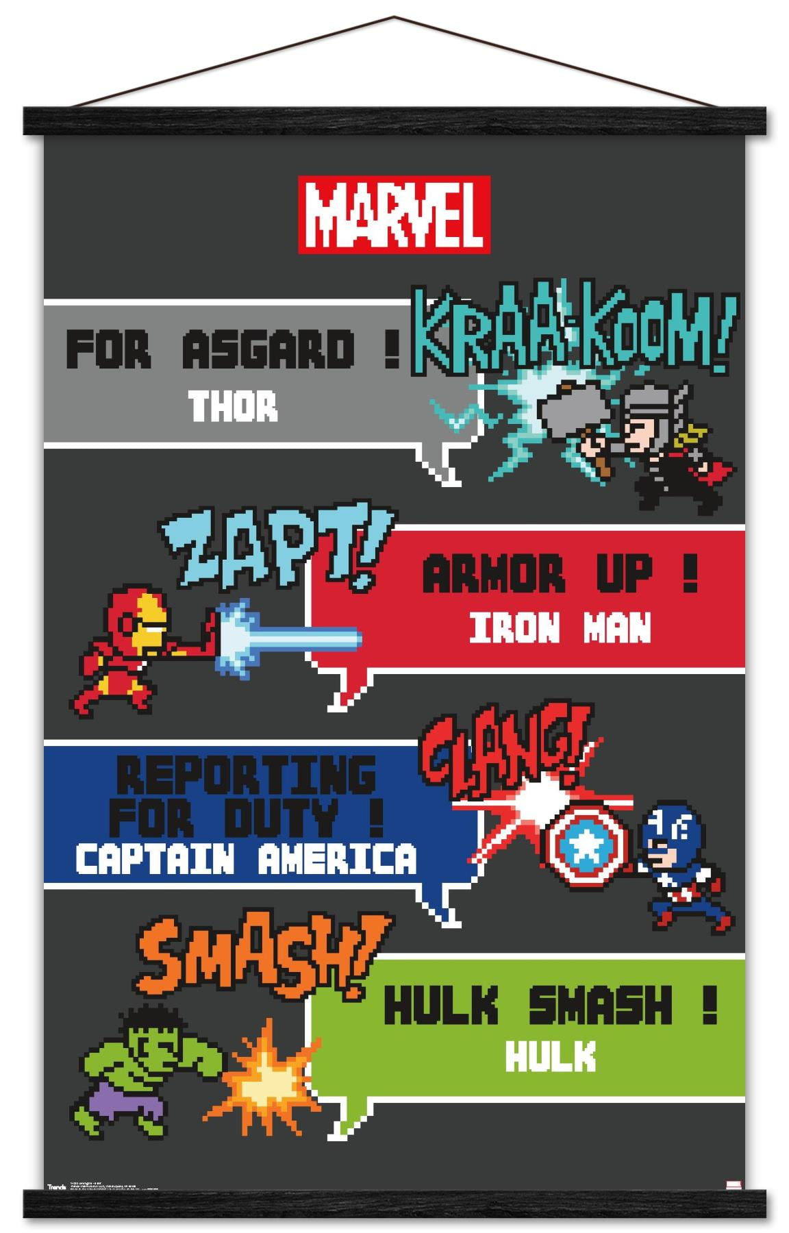 Marvel Comics - Avengers - 8 Bit Wall Poster with Wooden Magnetic Frame ...