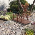 5 ft Garden Bridge, Classic Wooden Arch with Safety Rails Stained ...