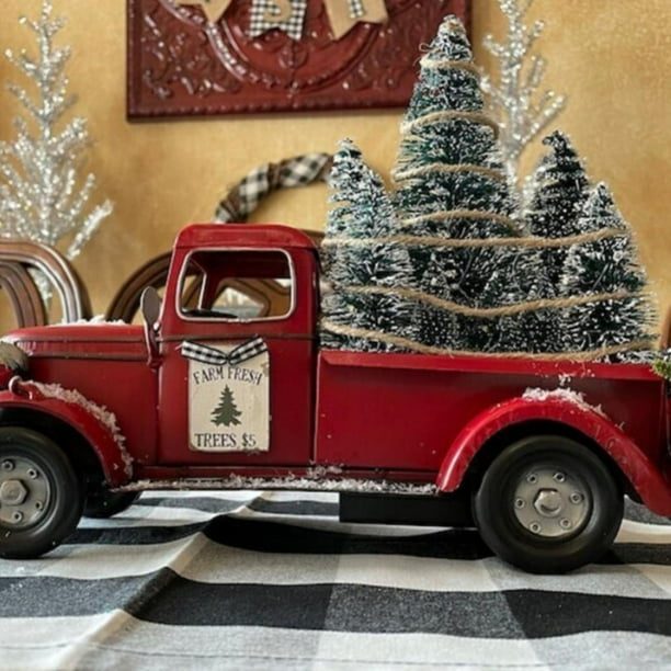 Christmas Red Truck Decor, Vintage Red Truck with Mini Christmas Trees ...
