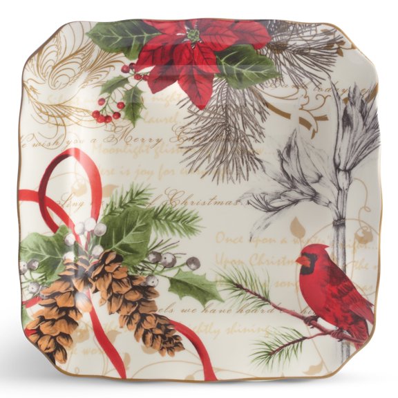222 Fifth Northwood Cottage Holiday Porcelain Dinnerware Collection, 12 ...