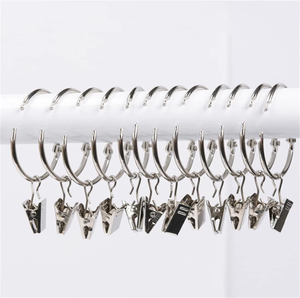 Metal Curtain Rings with Clips Curtain Rod Rings Clips, Curtain Closer ...
