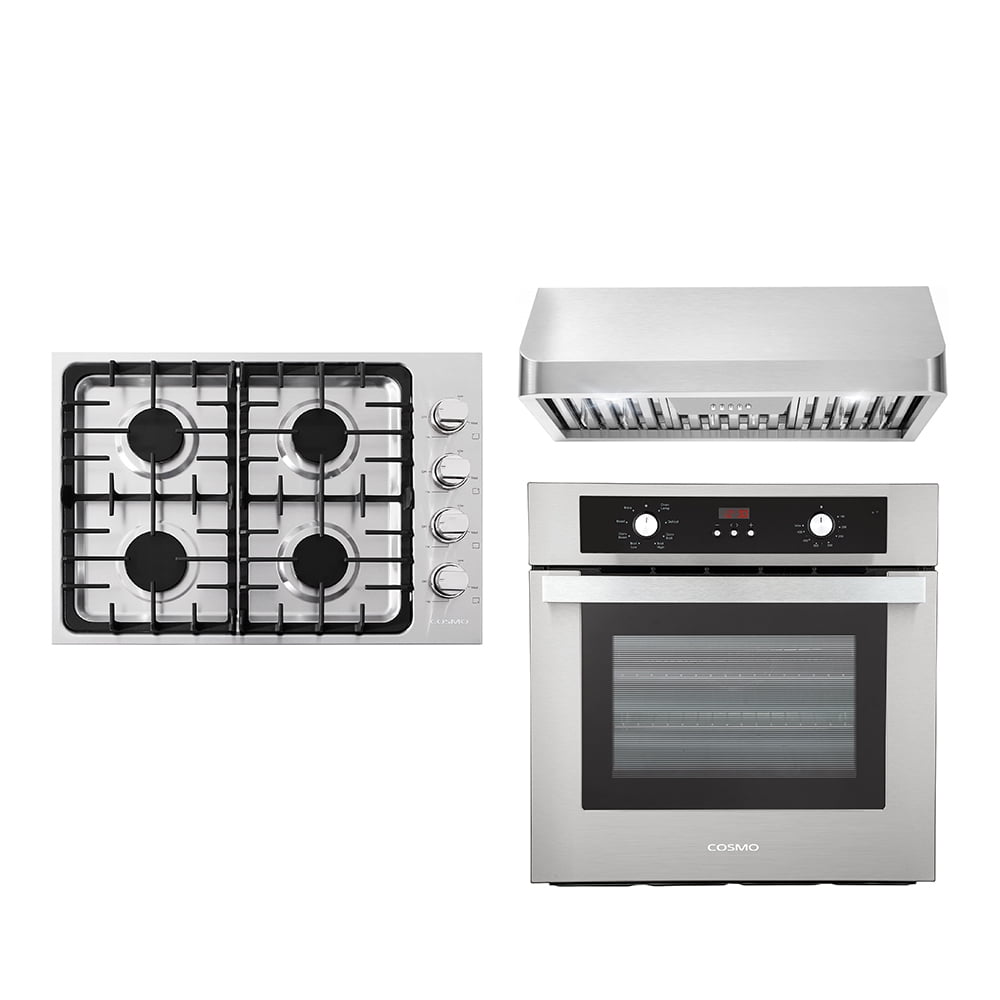 3 Piece Kitchen Package With 30" Gas Cooktop 30" Under Cabinet Range ...