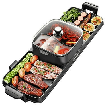 Datingday 110V Electric Grill Hot Pot 2 in 1,Multifunctional Smokeless ...