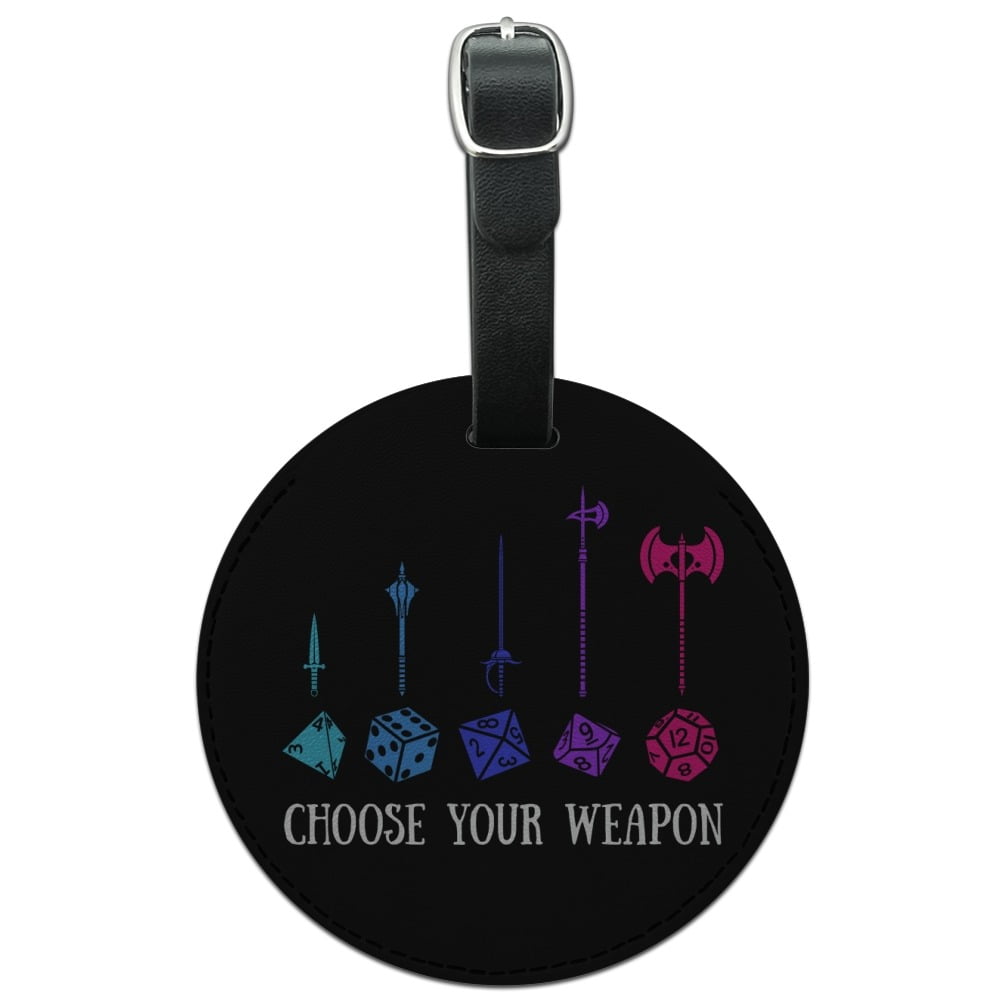 Choose Your Weapon Dungeon RPG Dice Round Leather Luggage Card Suitcase ...