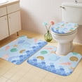 Blue Ocean Bathroom Rugs Set Shell Starfish Mermaid Fish Scales Non ...