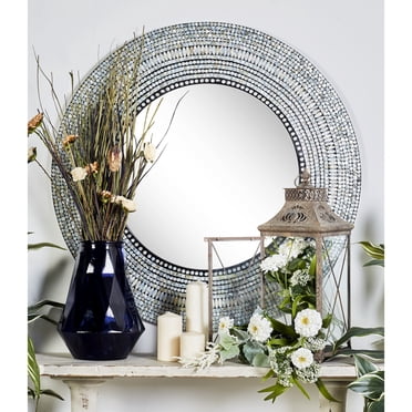 DecMode Gray Modern Metal Wall Mirror with Overlapping Rings Frame, 42 ...