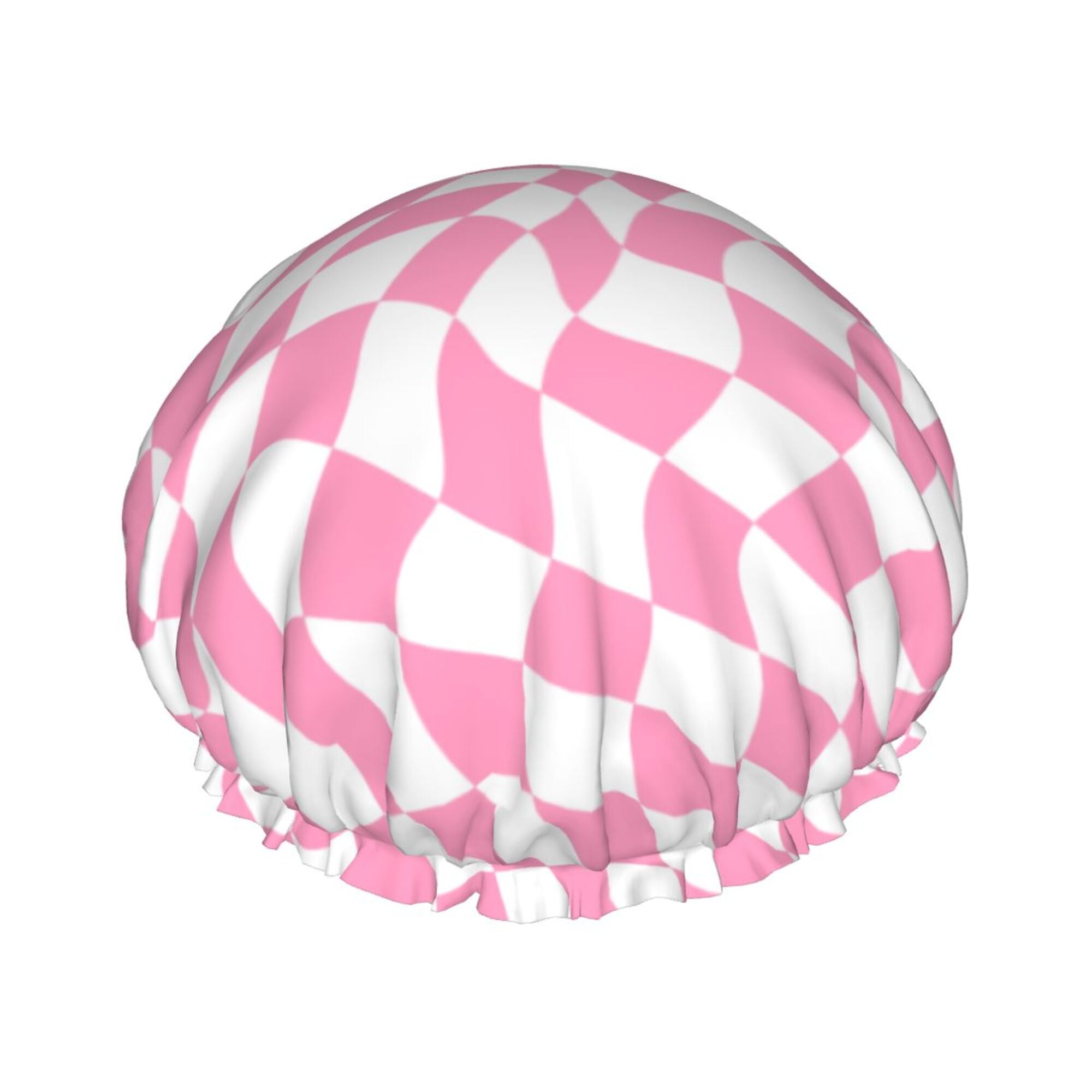 Yfyang Womens Double Waterproof Shower Cap Pink Plaid Art Reusable