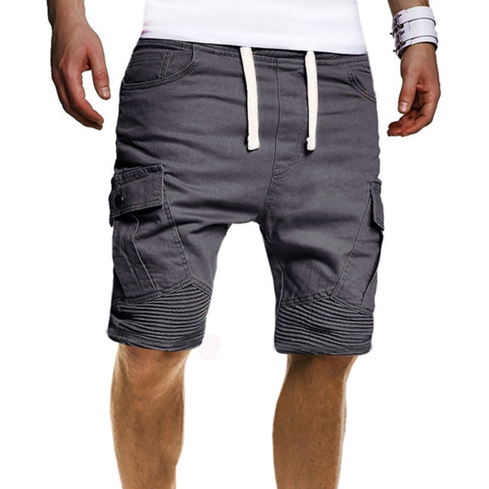 CBGELRT Men's Casual Shorts Men's Summer Casual Solid Shorts Drawstring ...