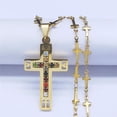 14K White Gold Crystal Golden Color Catholic Cross Jesus Chain Necklace ...