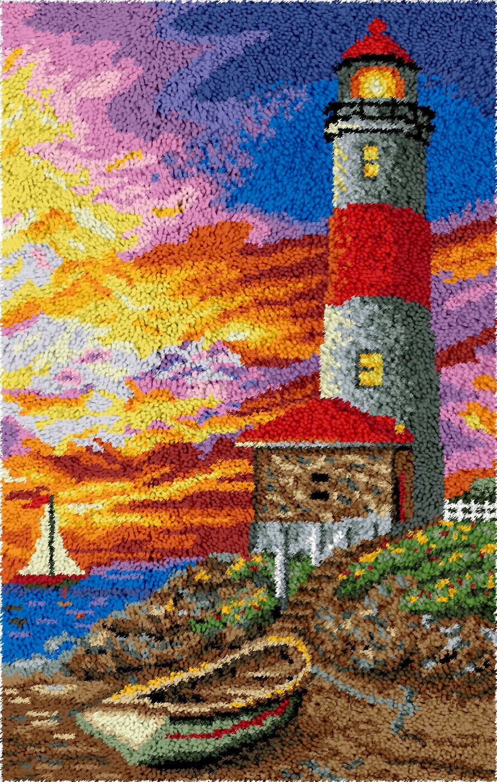 Rug Making Latch Hooking Kit | Sunset Lighthouse (4 sizes) - Walmart.com