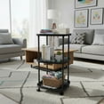 Black Plastic Mini Bedside Table, Space-Saving Compact End Table for ...