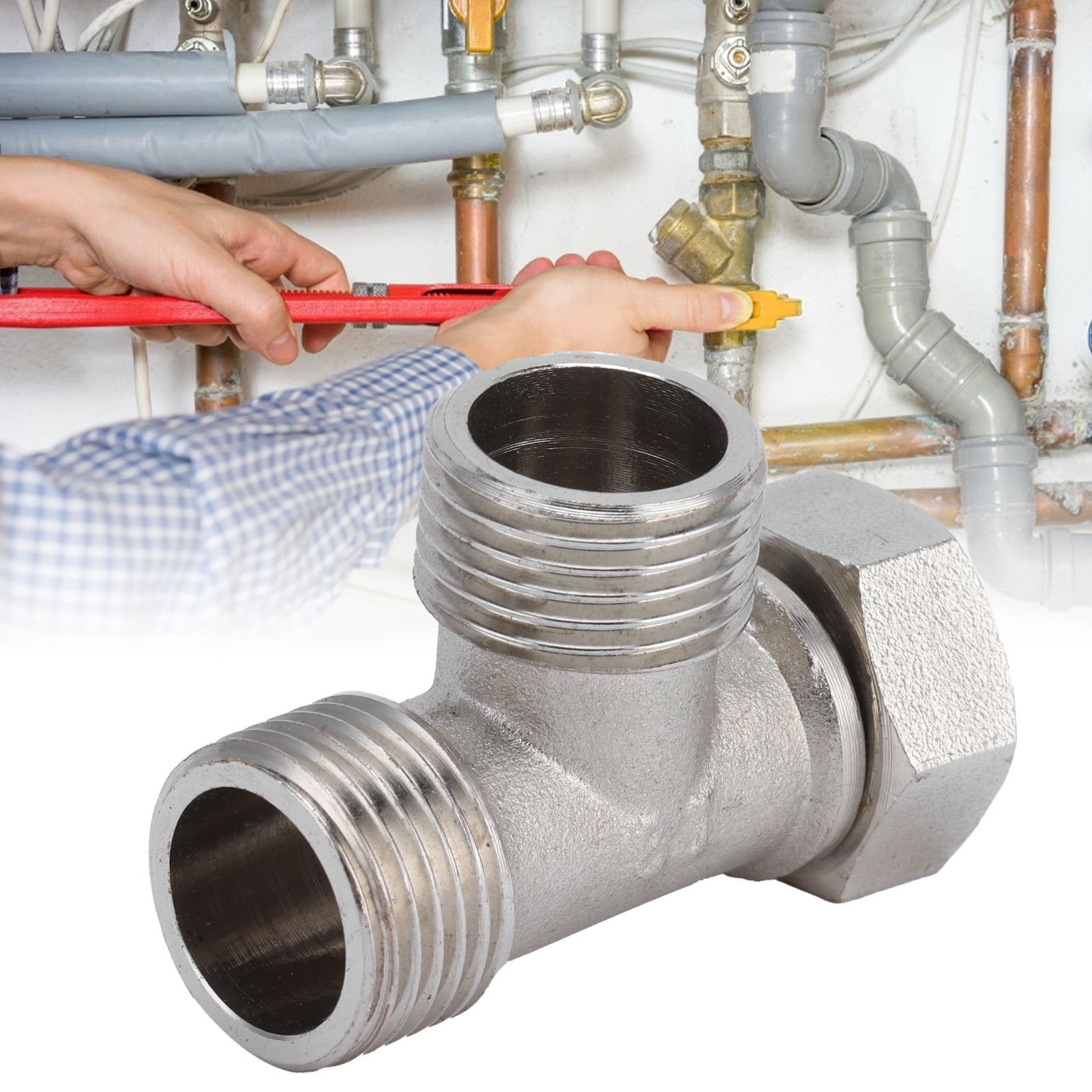 Zaqw Tee Connector,G1/2 Male/Female Thread Tee Connector Stainless ...