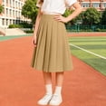 AHTJRT Girls Pleated Midi Skirt A-Line High Elastic Waisted Skirt ...