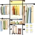 Cyclysio 7.25FT Industrial Pipe Clothing Racks, Wall Mounted Clothes ...