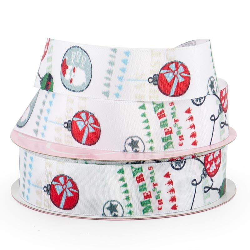 7/8" X 25 Yards Christmas Print Satin Ribbon by Paper Mart - Walmart.com