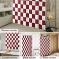 Bathroom Shower Curtain Red White Square Tiles Waterproof Shower ...