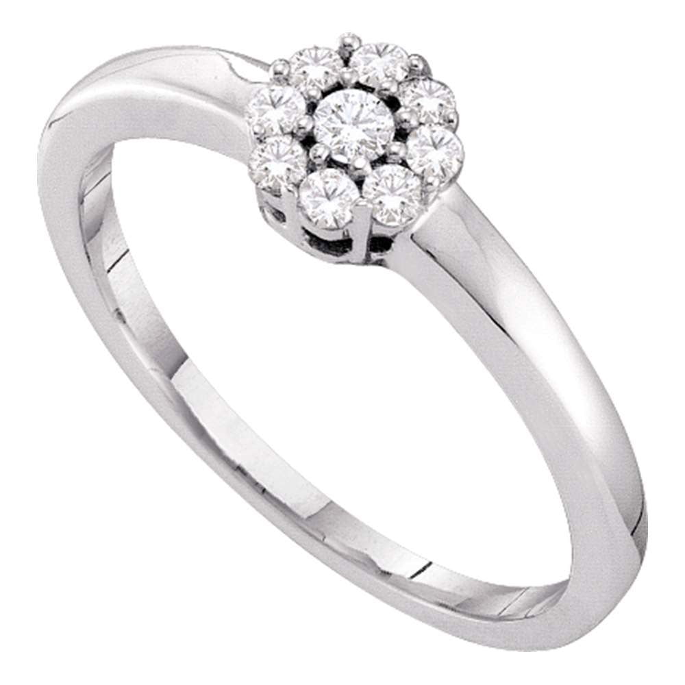 14kt White Gold Womens Round Diamond Cluster Bridal Wedding Engagement