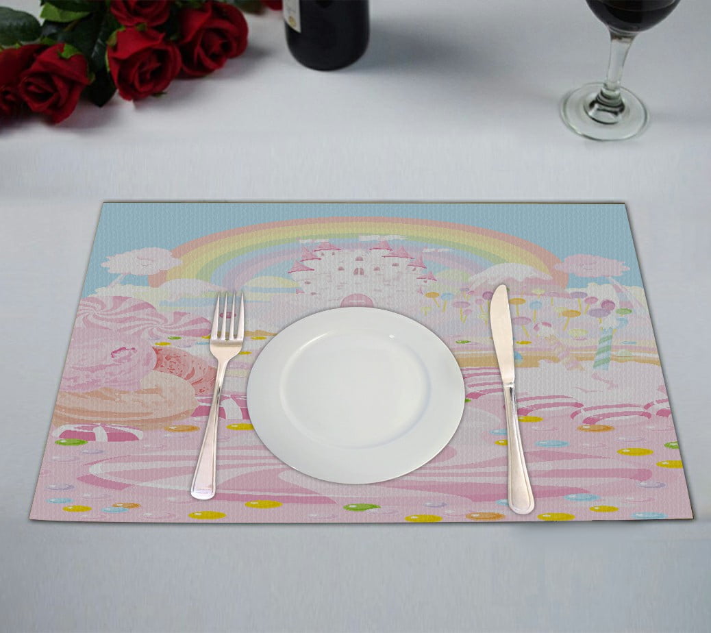 ABPHQTO Illustration Pastel Colored Fairy Kingdom Placemat 12x18 Inch ...