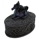 Dragon Laying on Oval Shaped Jewelry Trinket Box Mythical Fantasy ...