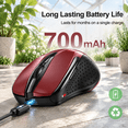 Red Wireless Computer Mouse, 2.4G/BT 5.0 Rechargeable Silent 6-DPI ...