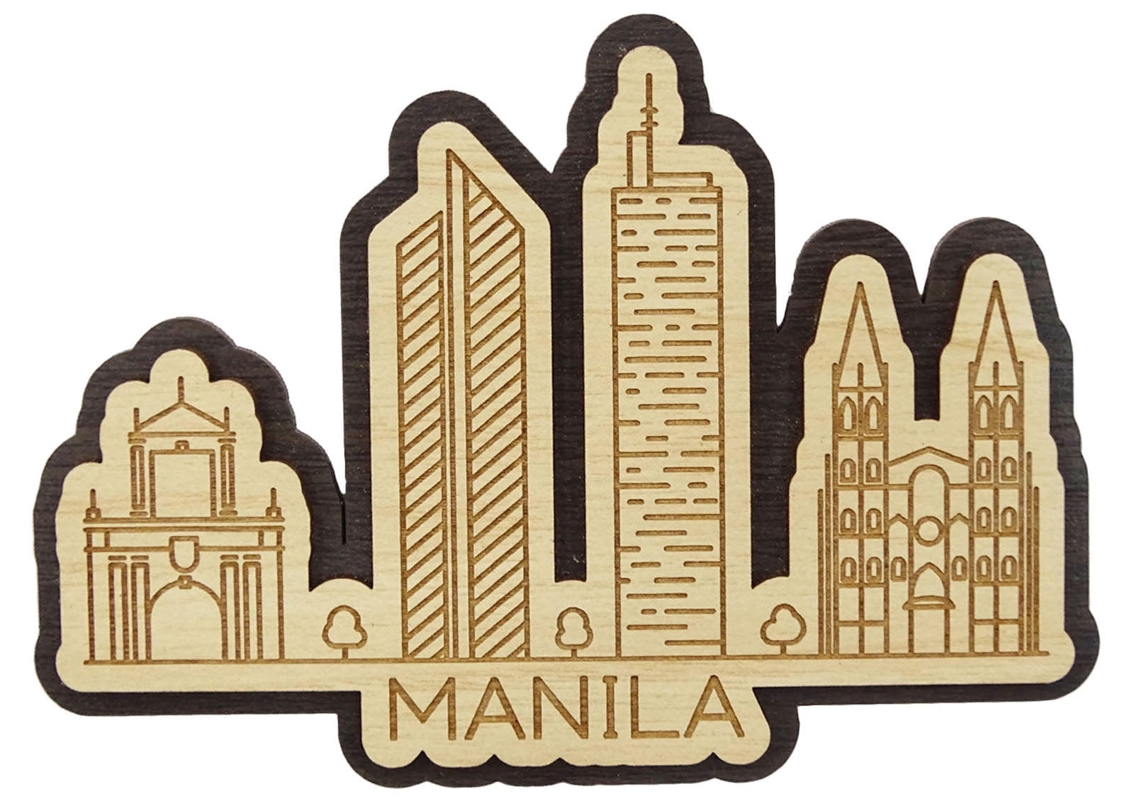 Printtoo Engraved Wooden Souvenir Depicting Manila Philippines City ...