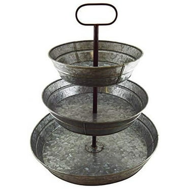 3-Tier Rustic Vertical Kitchen Stand with Galvanized Metal Storage ...