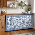 Blue Flowers Cabinet Curtains 32" W x 55" L Floral Geometric Classic ...