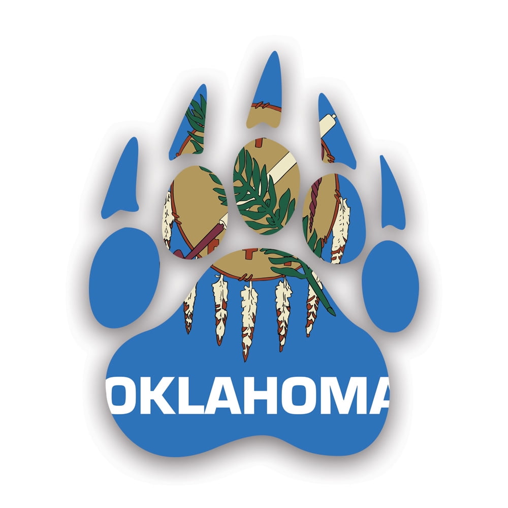 Oklahoma State Bear Print Shaped Sticker Decal - Self Adhesive Vinyl ...