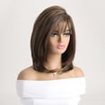 Fashionable Brown and Light Gold Short Hair Hair Wigs with Bangs for ...