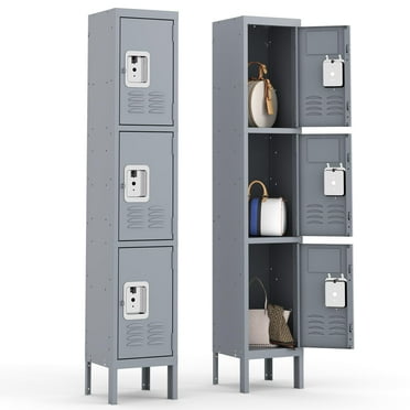 Metal Lockers Single Door 3-Wide, 72" x 36" x 16" Storage Locker Units ...