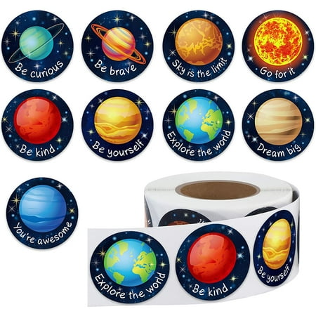 500 Pieces Solar System Stickers Realistic Planet Roll Stickers 9 Space ...