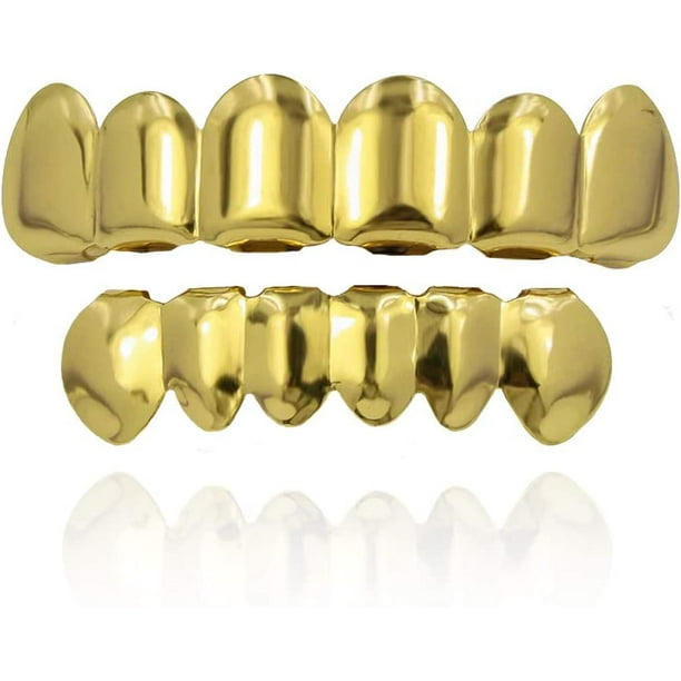 18K Gold Plated Hip Hop Removeable Mouth Grillz Set Removeable Fake ...