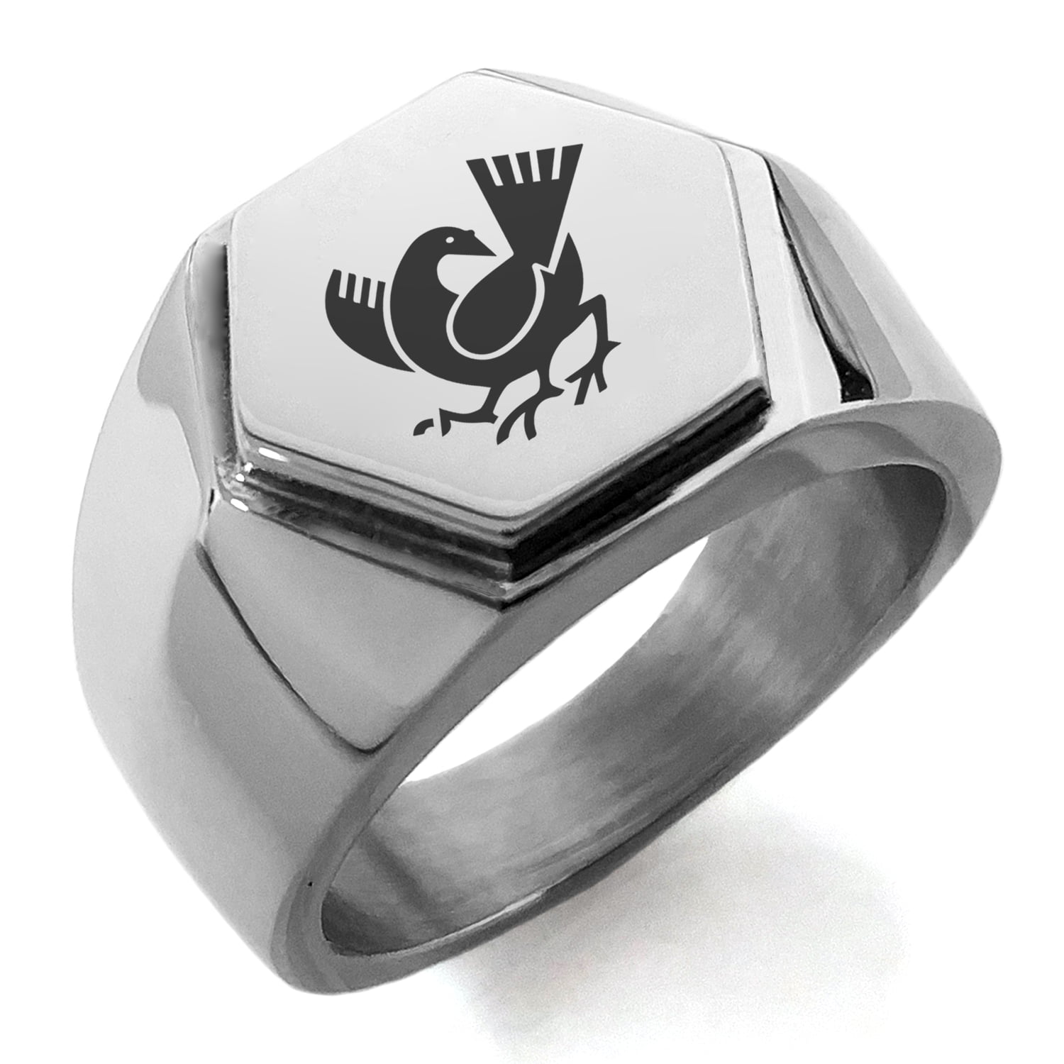 Stainless Steel Yata Crow Kamon Crest Engraved Hexagon Crest Flat Top ...