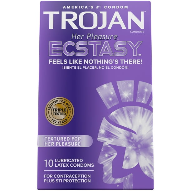 Trojan Her Pleasure Ecstasy Lubricated Condoms - 10 Count - Walmart.com ...