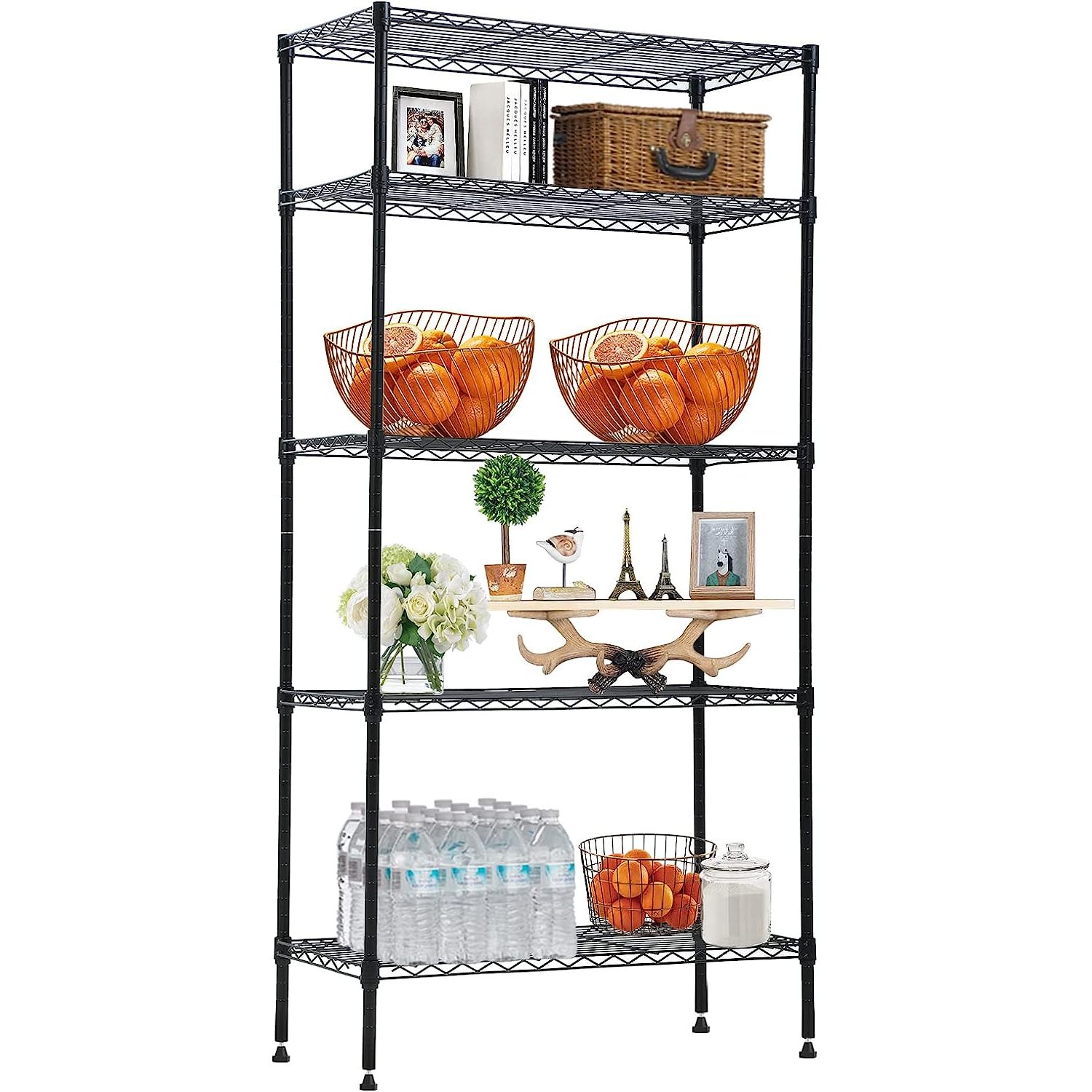 WBTAYB 5 Tier Wire Shelving Unit, Heavy Duty Storage Unit Metal ...