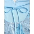 Blue Floral Sequin Mini Dress With Deep V-Neck Halter Tie Strap ...