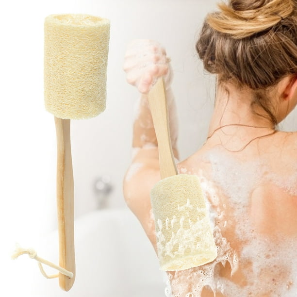 TSV Long Handle Exfoliating Loofah Brush, Natural Luffa Back Scrubbing ...
