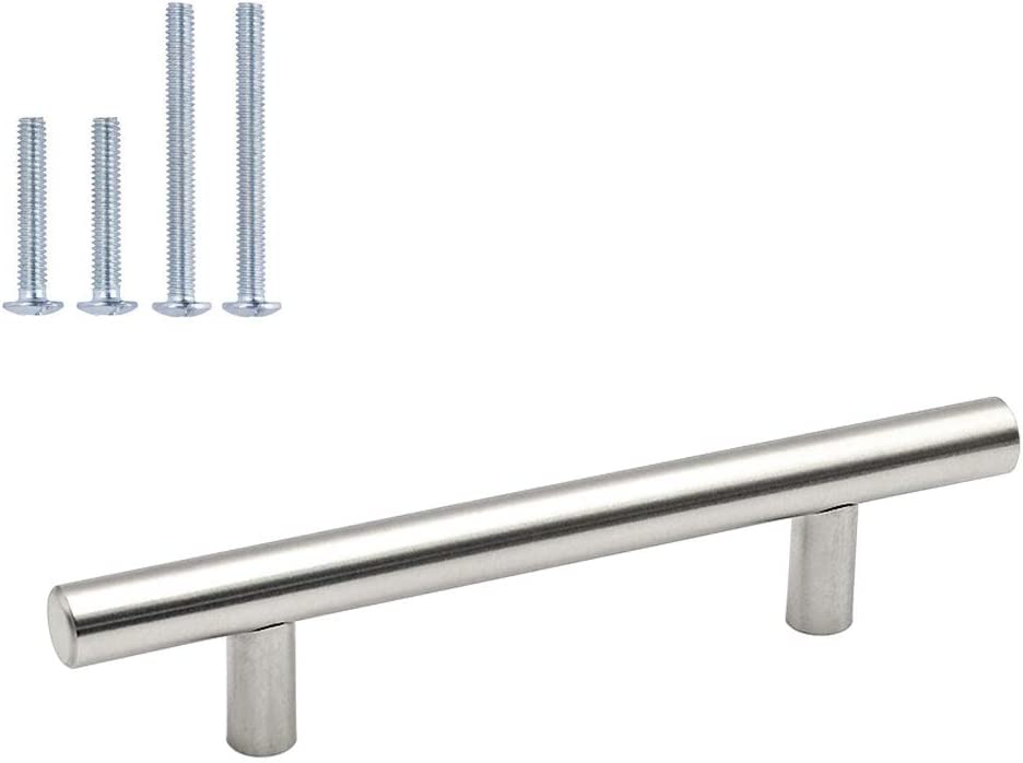 100 Pack | Cabinet Handles Brushed Nickel Round Bar Cabinet Pulls 5in ...