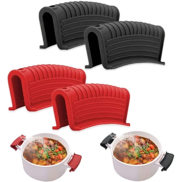 2 Pairs of Silicone Pan Handles, Hot Skillet Handle Lids, Non-Slip ...