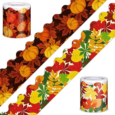 2 Rolls Fall Bulletin Board Borders Autumn Leaves Pumpkin Board Borders ...