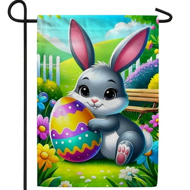 Newhomestyle Easter Floral Rabbit Garden Flag 12x18 Inch Double Sided ...