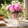 Iron Art Watering Can Shape Flower Pot,Metal Strip Planter,Rustic ...