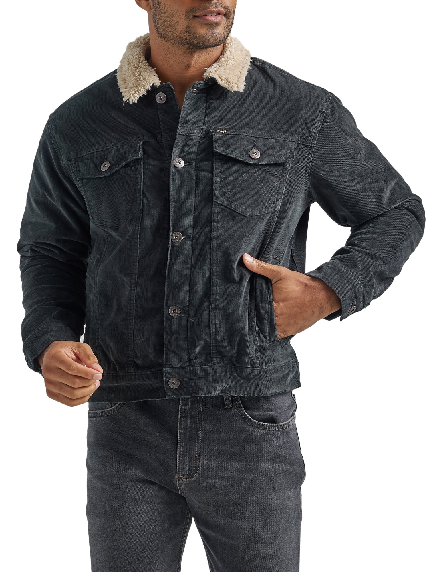 Wrangler Men's Corduroy Sherpa Lined Trucker Jacket - Walmart.com
