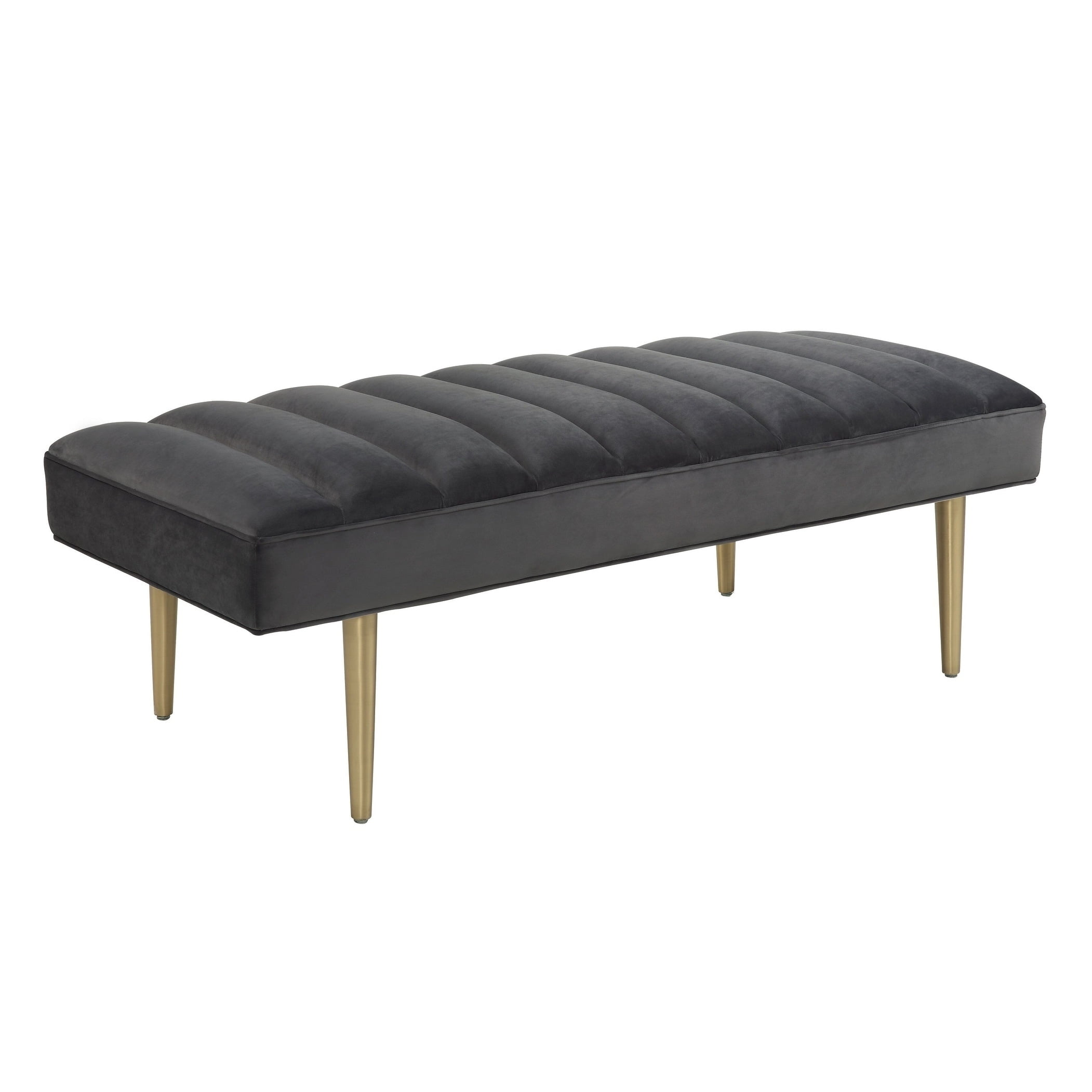 TOV Furniture Jax Grey Velvet Bench with Gold Legs - Walmart.com