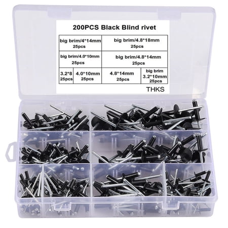 YERDGARY 200 Pcs Aluminum Blind Rivets with Storage Box M3.2 M4 M4.8 ...